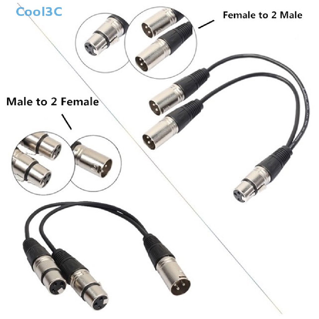 Cool3C 3-Pin XLR Male To Dual XLR Female Y Splitter Audio Adapter Cable ...