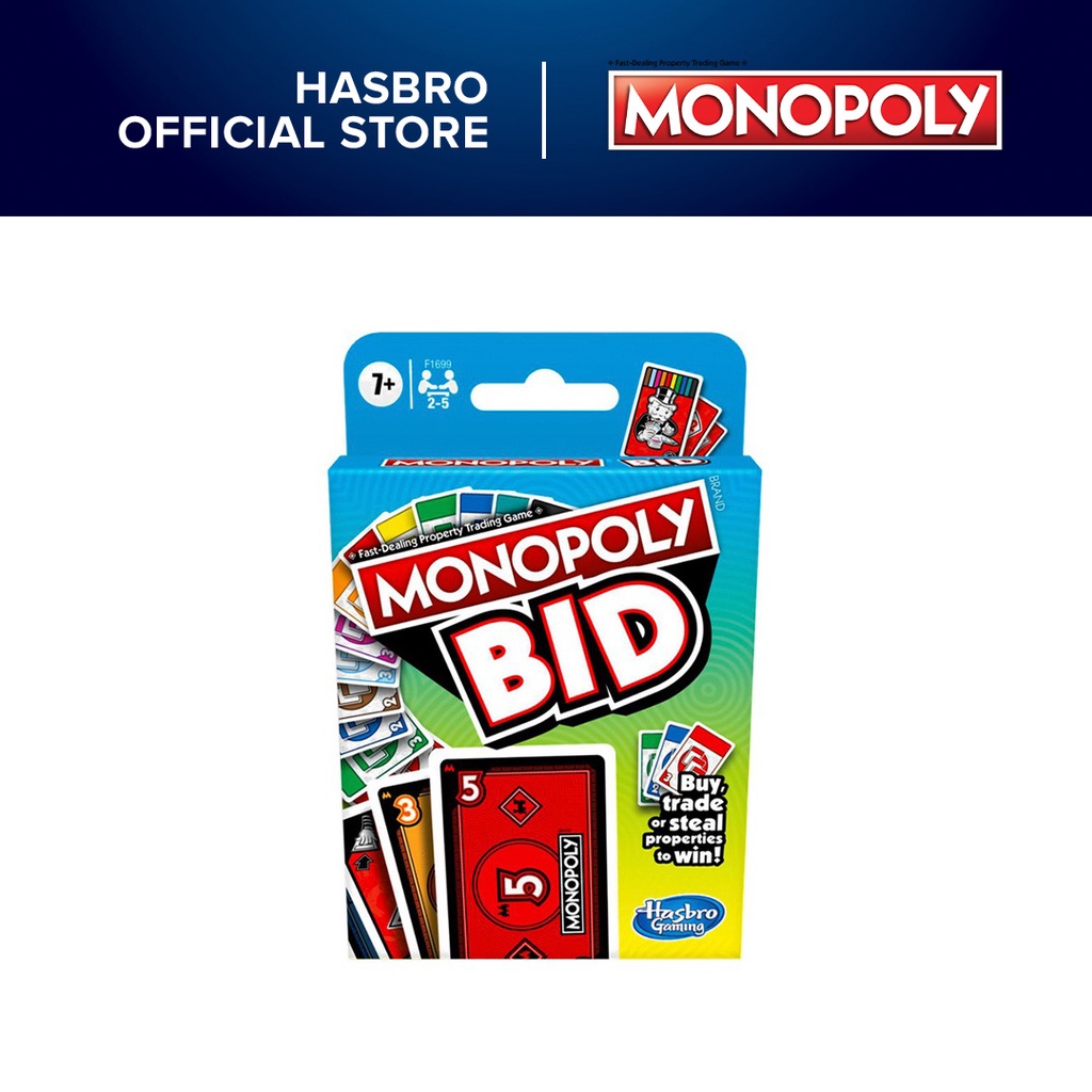 Monopoly Bid Game, Quick-Playing Card Game For Families and Kids Ages 7 ...