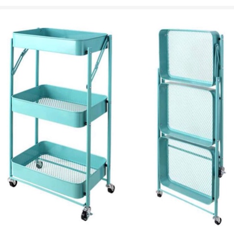👍CHEAPEST!👍 Multi-purpose Foldable 3 Tier Storage Trolley Rolling Cart ...