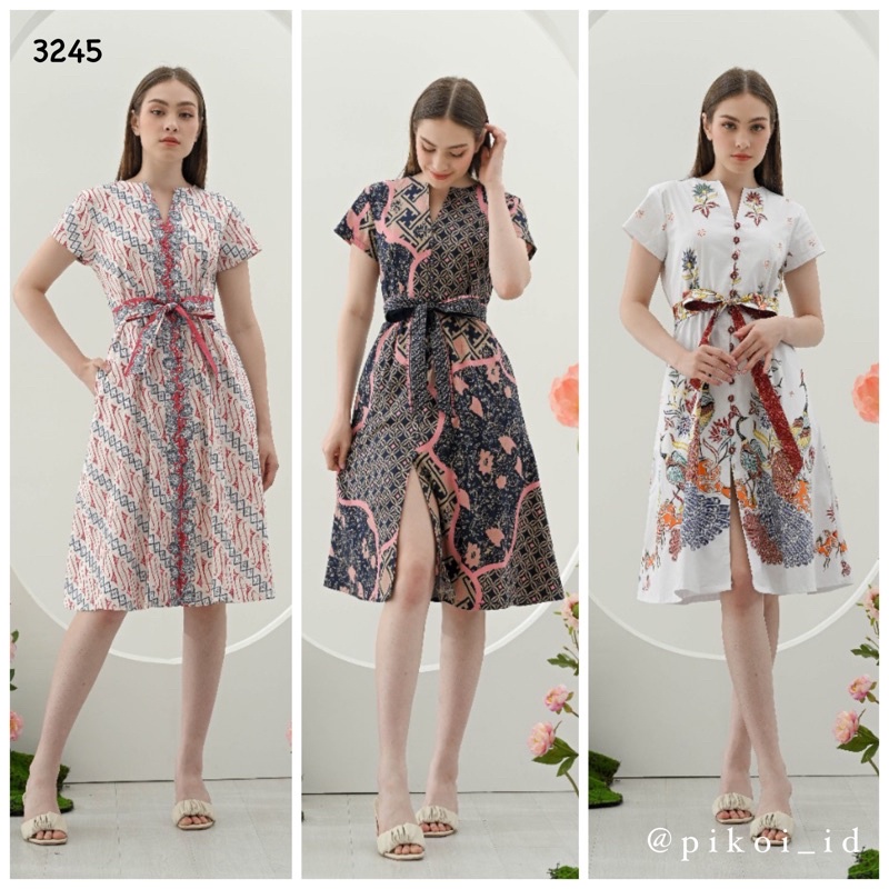Busui friendly modern women's short sleeve batik dress / office batik ...