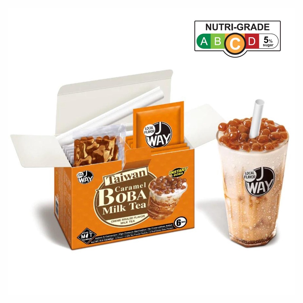 J Way Creme Brulee Boba / Bubble Tea Kit (6 Drinks) With Real Caramel ...