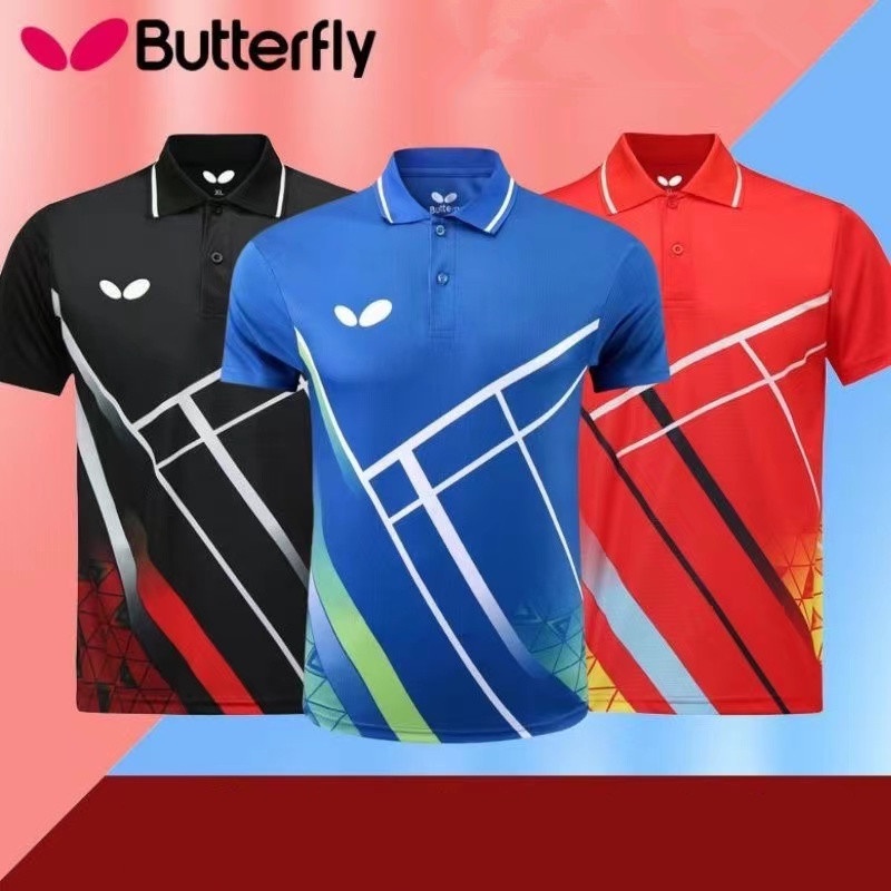 Butterfly Table Tennis Shirts Men's and Women's Short Sleeve Polo ...