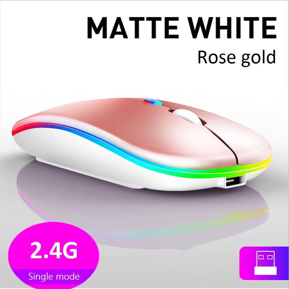 Wireless Mouse Rgb Led 2.4Ghz Silent Rechargeable 1600dpi Slim Portable ...