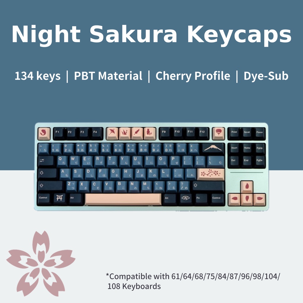 [SG Local Stock] Night Sakura Keycaps | 134 Keys | Cherry Profile | PBT ...