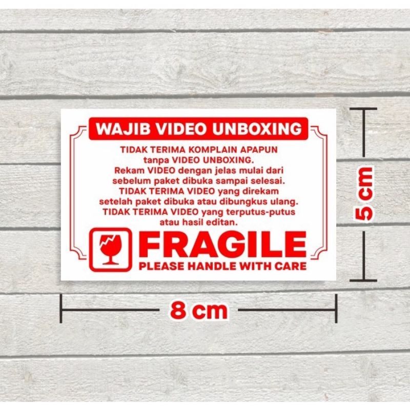 Fragile LABEL STICKER STICKER Mandatory UNBOXING VIDEO 5X8 CM (1PACK ...