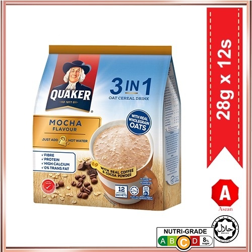 QUAKER 3 IN 1 INSTANT OATS CEREAL DRINK MOCHA FLAVOUR WITH 0% TRANS FAT ...