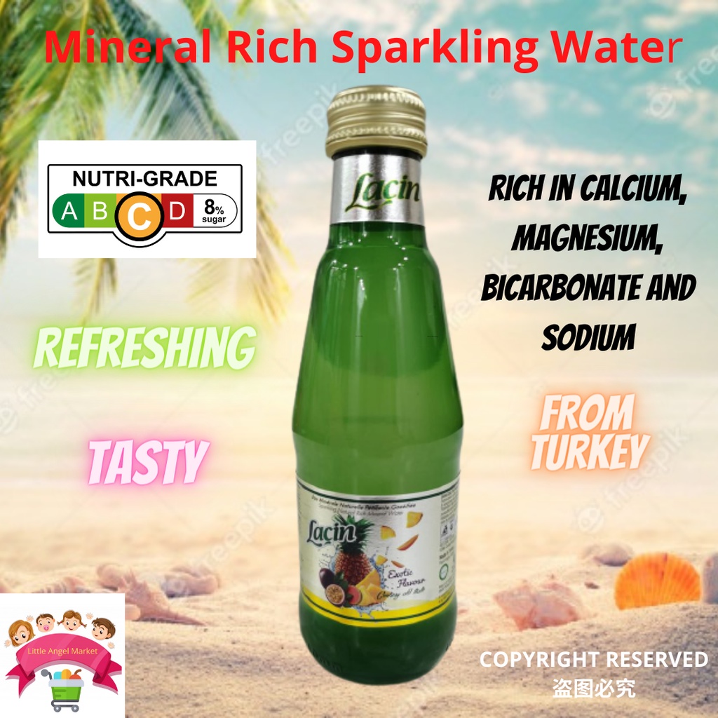 LACIN Turkey Mineral Rich Sparkling Water with Pomegranate/Apple/Lemon ...