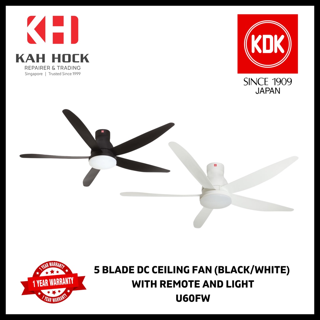 KDK U60FW 60" DC MOTOR CEILING FAN WITH LED - 1 YEAR MANUFACTURER ...