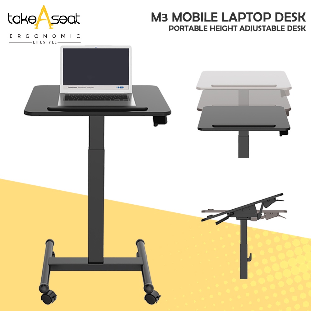 M3 Mobile Laptop Desk ★ Height Adjustable Mobile Desk ★ Portable ...