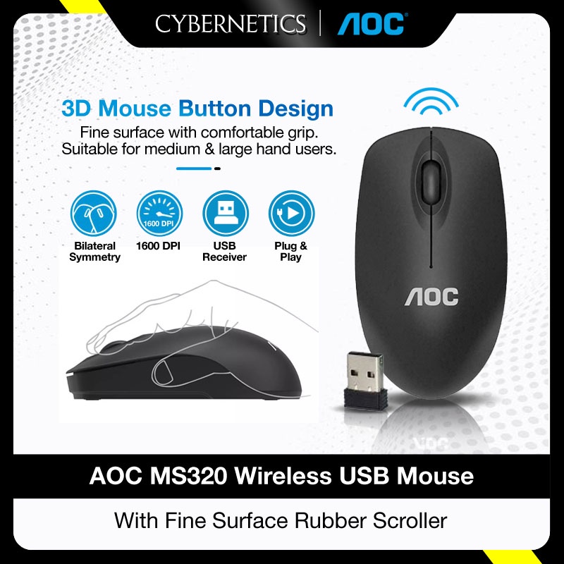 AOC MS320 Wireless Mouse 2.4GHz USB Receiver Gaming Optical Game Mouse | Shopee Singapore