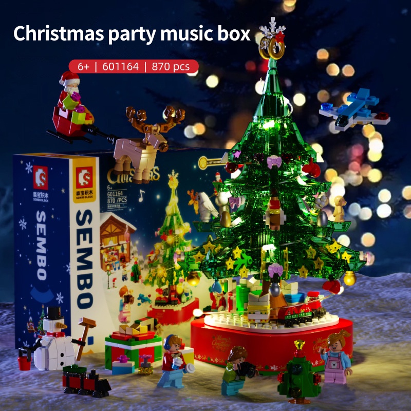 Building blocks Santa Claus snowman house Christmas tree building ...