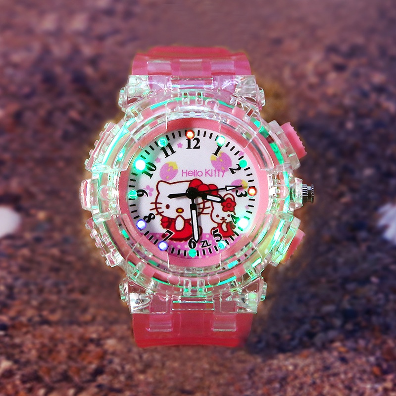 Luminous LED Light Kids Watches Cartoon Cute Hello Kitty Children ...