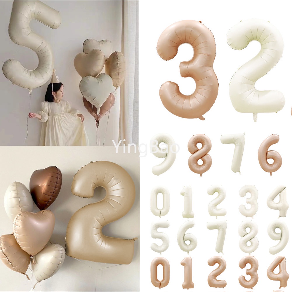 32/40inch Cream Caramel Color Number Balloons 1-9 Digital Foil Helium ...