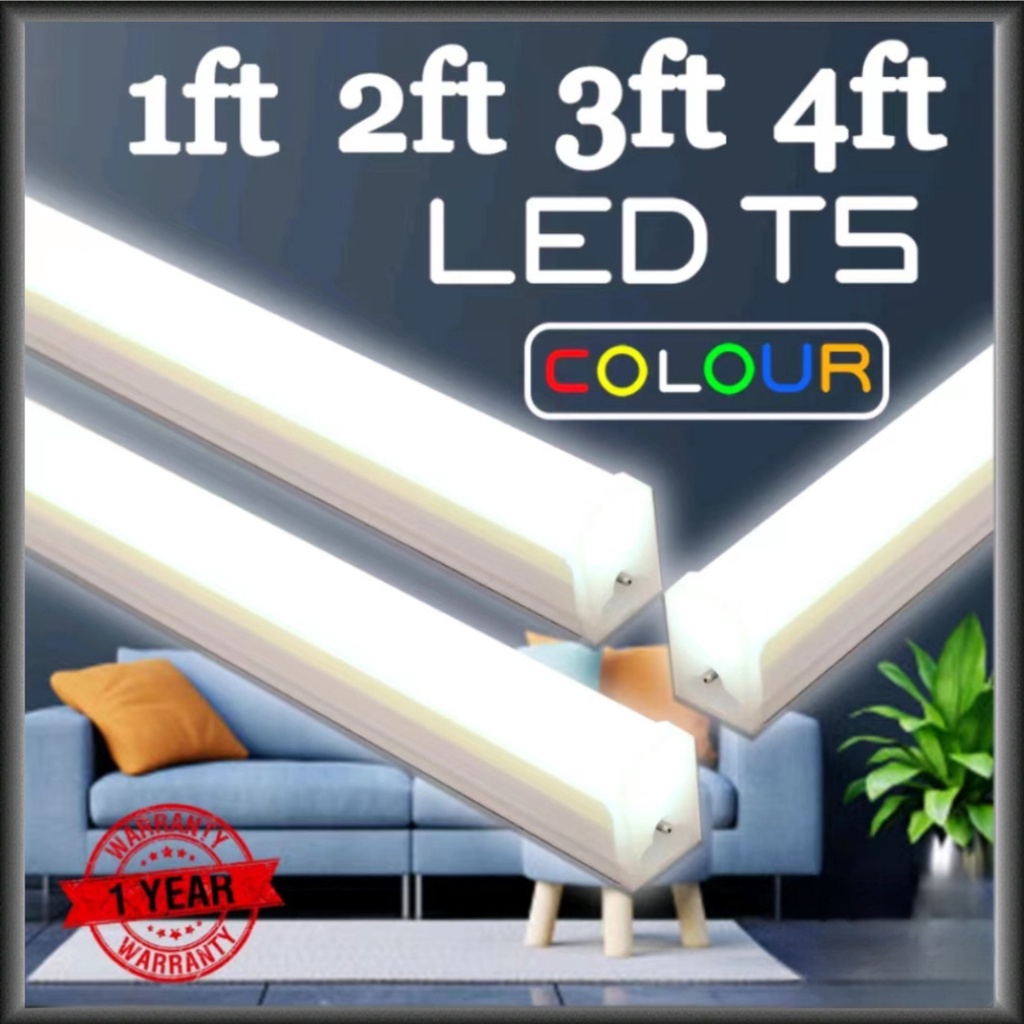 LED T5 Complete Tube Lighting Set 4ft/3ft/2ft/1ft Different Colours Available White/CoolW/Yellow ...