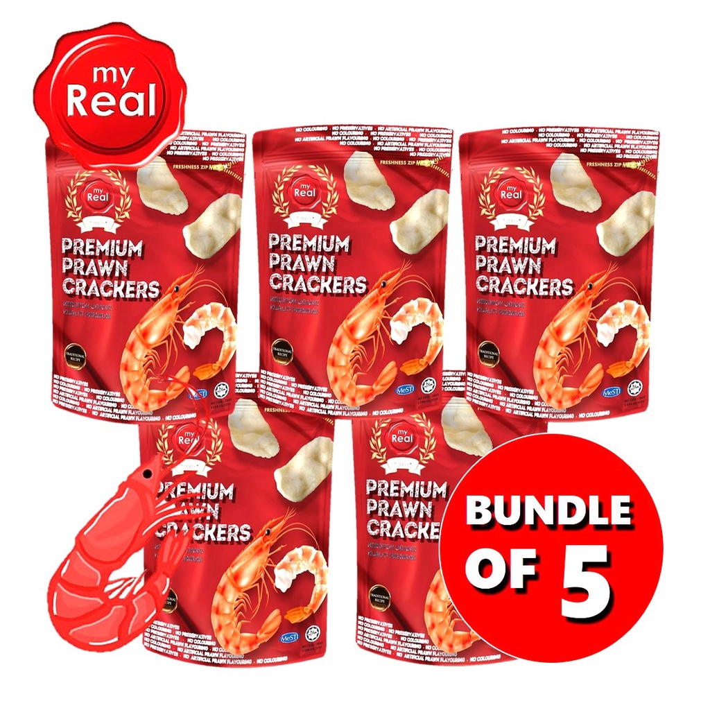 My Real Premium Prawn and Fish Crackers Original Pouch 50g X 5 Bundle ...