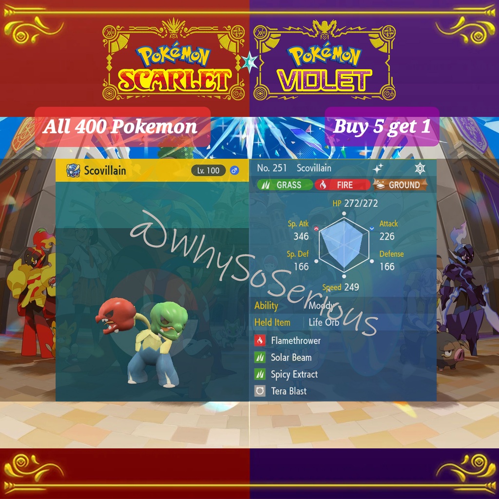 Pokemon Scarlet and Violet Shiny Battle Ready Scovillain (Digital Game ...