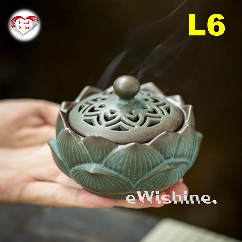 Exquisite Hand-made Ceramic Lotus (莲花) Incense Burner / Holder | Shopee ...