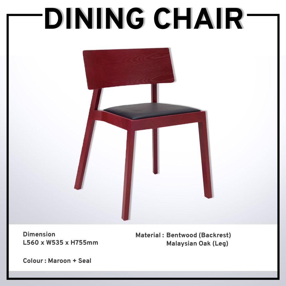 Maroon Dining Chair Fabric Seat Chair Dining Chair Wooden Chair ...