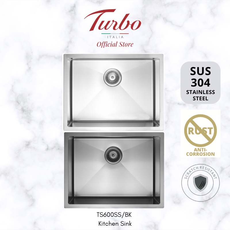Turbo Italia TS600SS/BK SUS304 Stainless Steel Kitchen Sink | Shopee ...