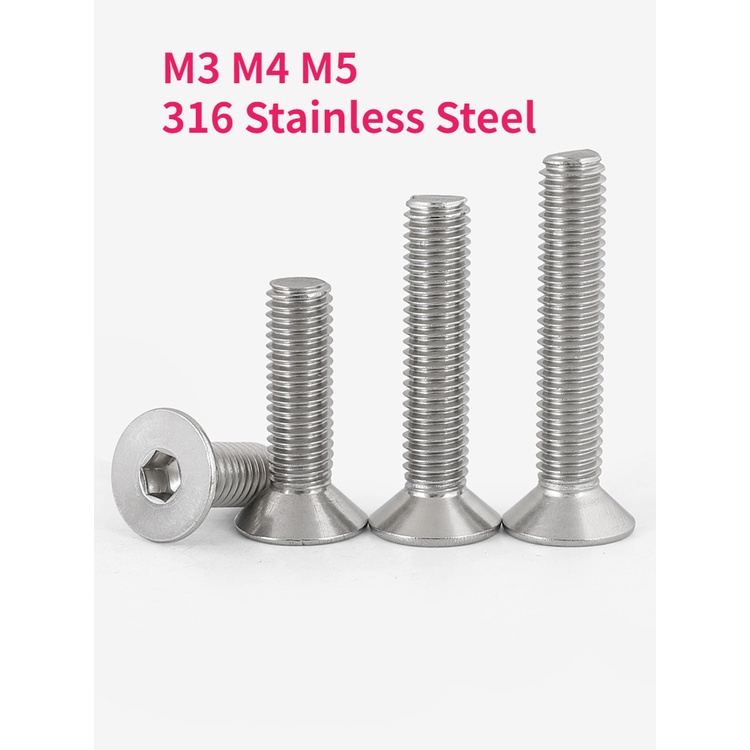 M3 M4 M5 316 Stainless Steel Countersunk Head Hex Hexagonal Socket