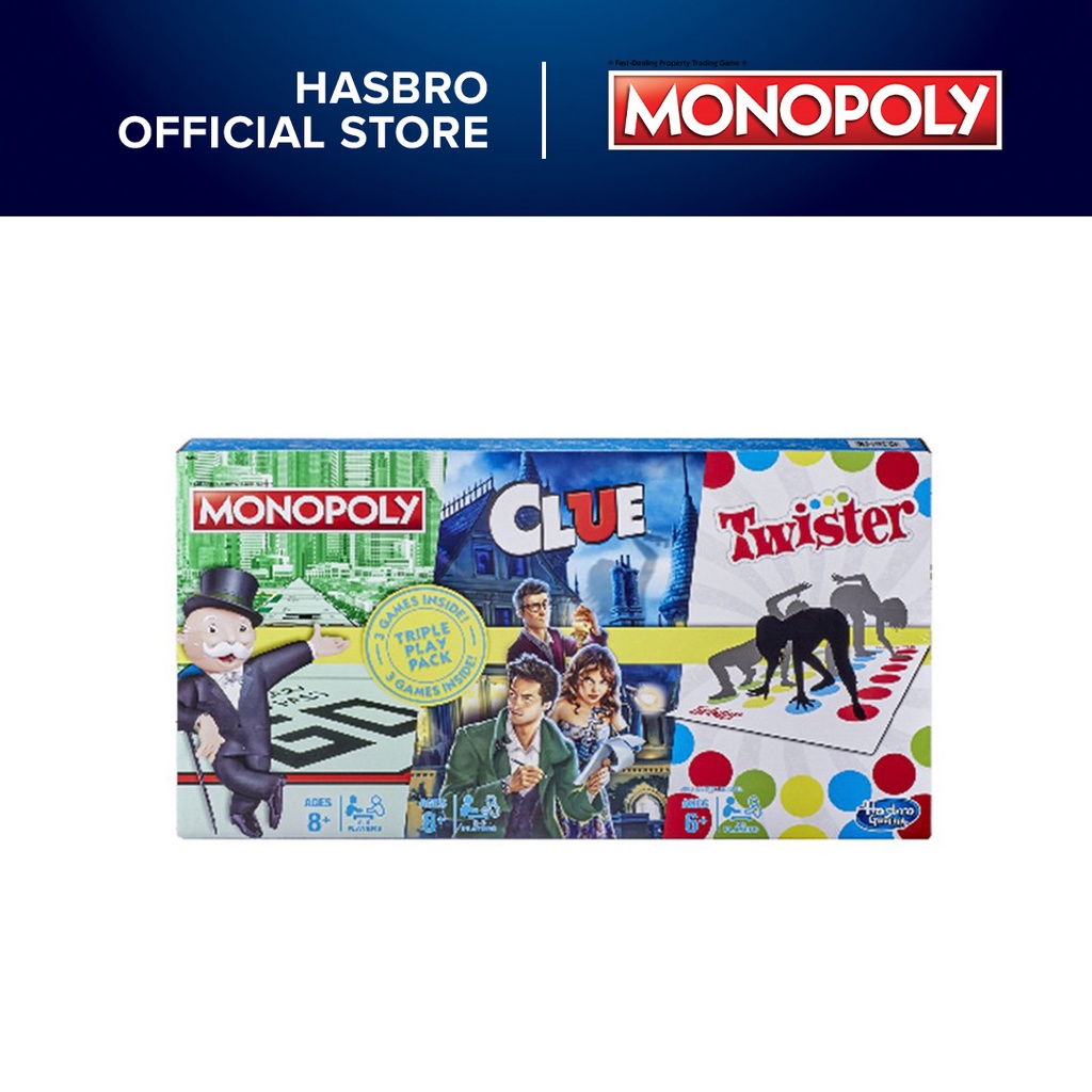 Hasbro Gaming Family Gaming Triple Play Pack, 3-Pack Includes Monopoly ...
