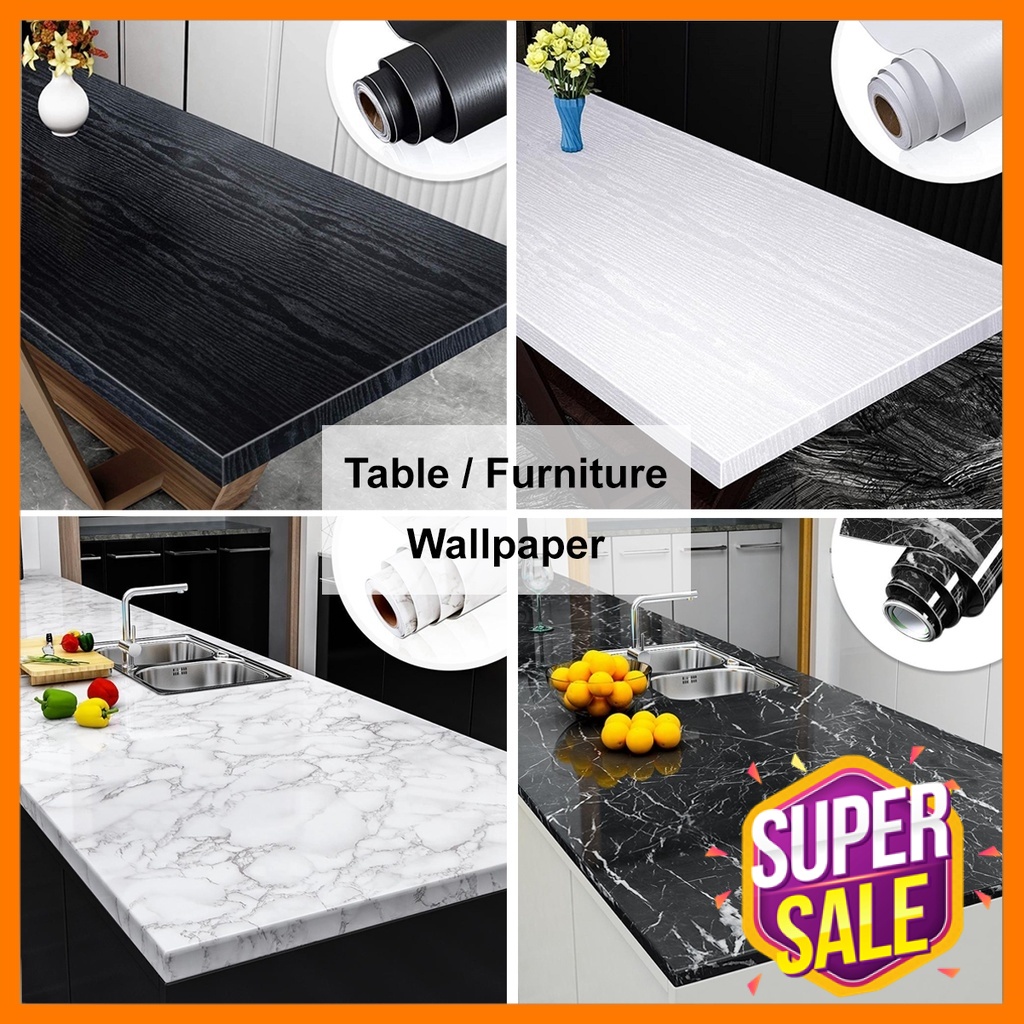 [Wood & Marble ] Table Top Countertop Wallpaper Sticker Furniture ...