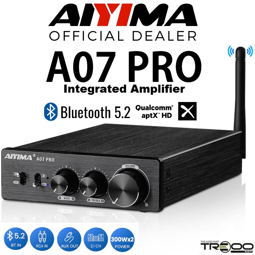 AIYIMA A07 Pro Wireless Bluetooth Receiver/Streamer Hi-Fi Integrated Amplifier (Official local ...