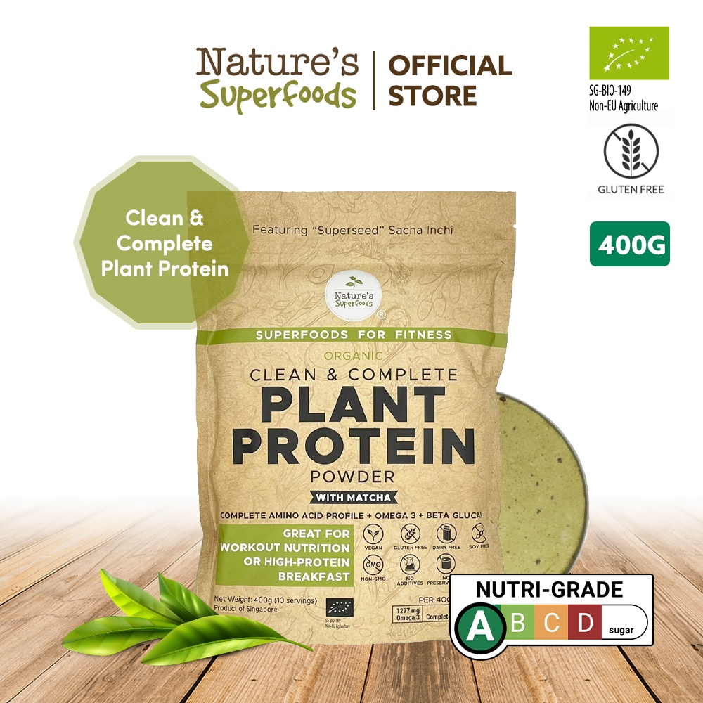 Nature's Superfoods Organic Plant Protein Powder (with Matcha) 400g l ...