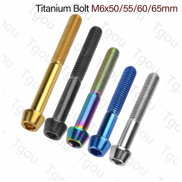 Tgou Titanium Bolt M6 x 50 55 60 65mm Allen Key Taper Head Bolt taper Head Bike Stem Seatpost ...