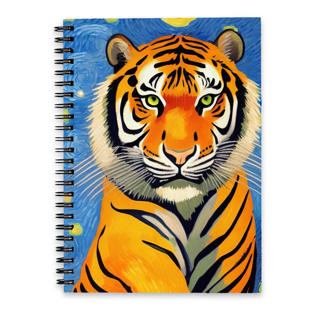 Tiger Spiral Notebook in Van Gogh Starry Night Art Style - Funny ...
