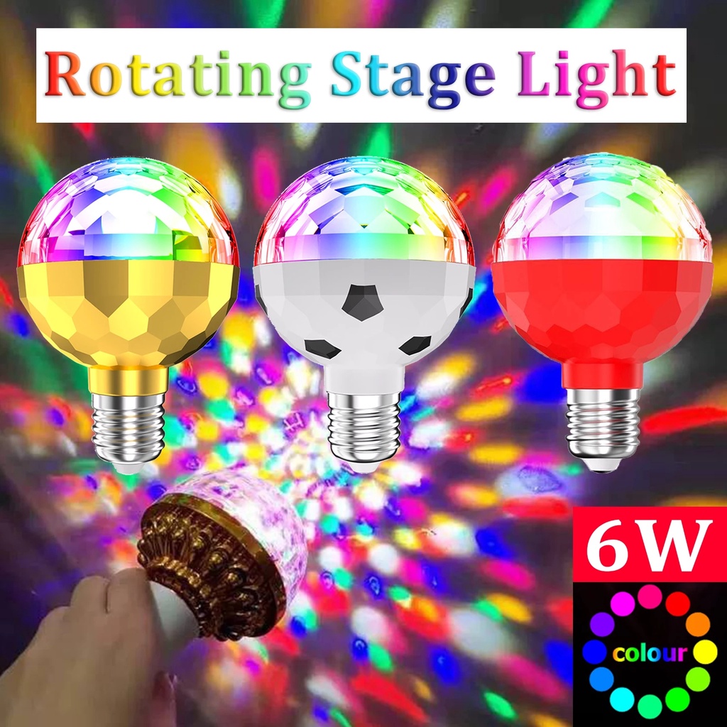 E27 Led Bulb RGB Disco Lamp 360° Auto Rotating Colorful Magic Ball ...