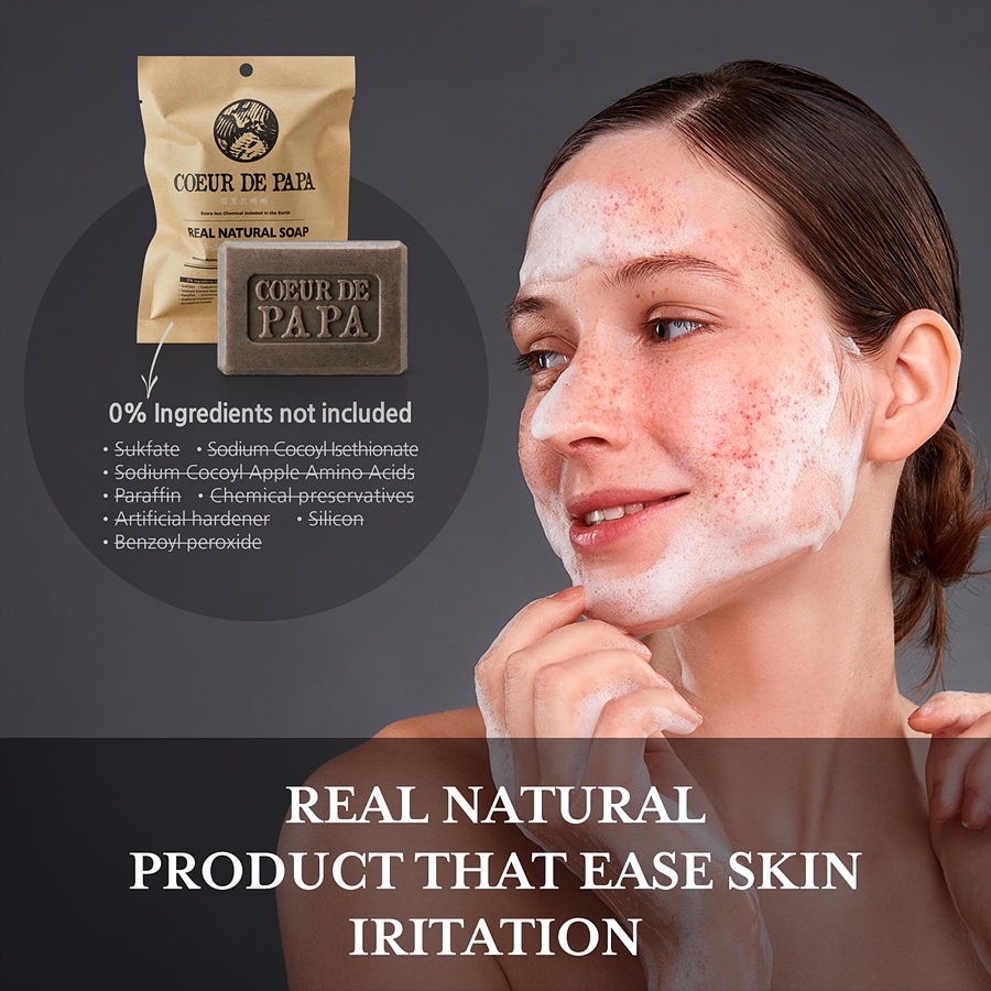 [Coeur de Papa] Natural bar, hand made soap, Natural cleansing bar- Chemical free Soap- Deep ...