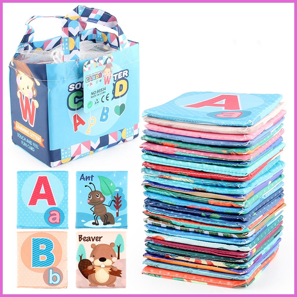 26 Pieces Soft Alphabet Cards Kid Educational Preschool Early Learning ...