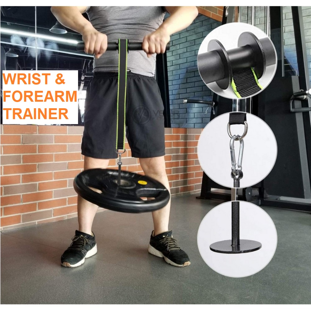 [SG] Forearm Wrist Roller Training Arm & Hand Grip Strength Trainer ...