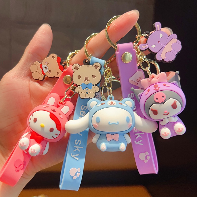 (SG Stock) Sanrio PVC Figurine Keychain KT Hello Kitty Kuromi Melody ...