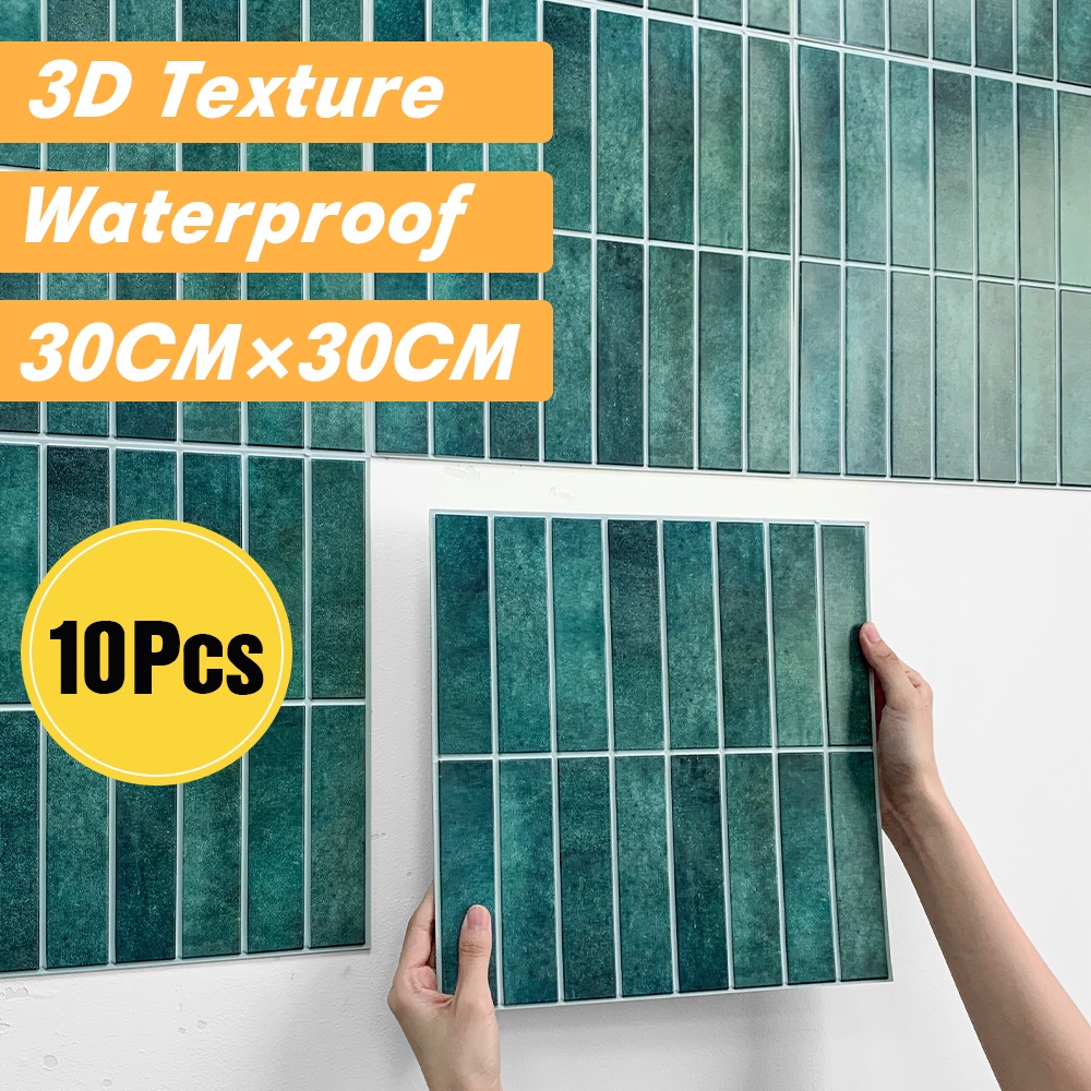 10Pcs | Wall Sticker 3D Linear Mosaic Wall Panel Self Adhesive ...