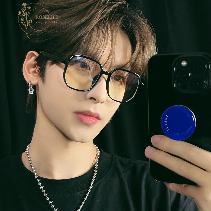 Roselife Korean Unisex Square Frame Black Brown Frame Eyeglasses for ...