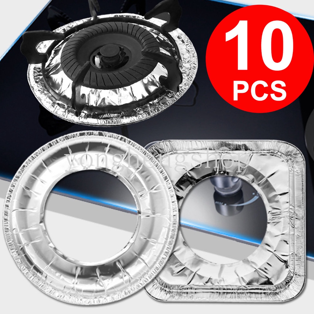 10pcs/set Aluminum Tin Foil Gas Stove Pad High Temperature Resistant ...