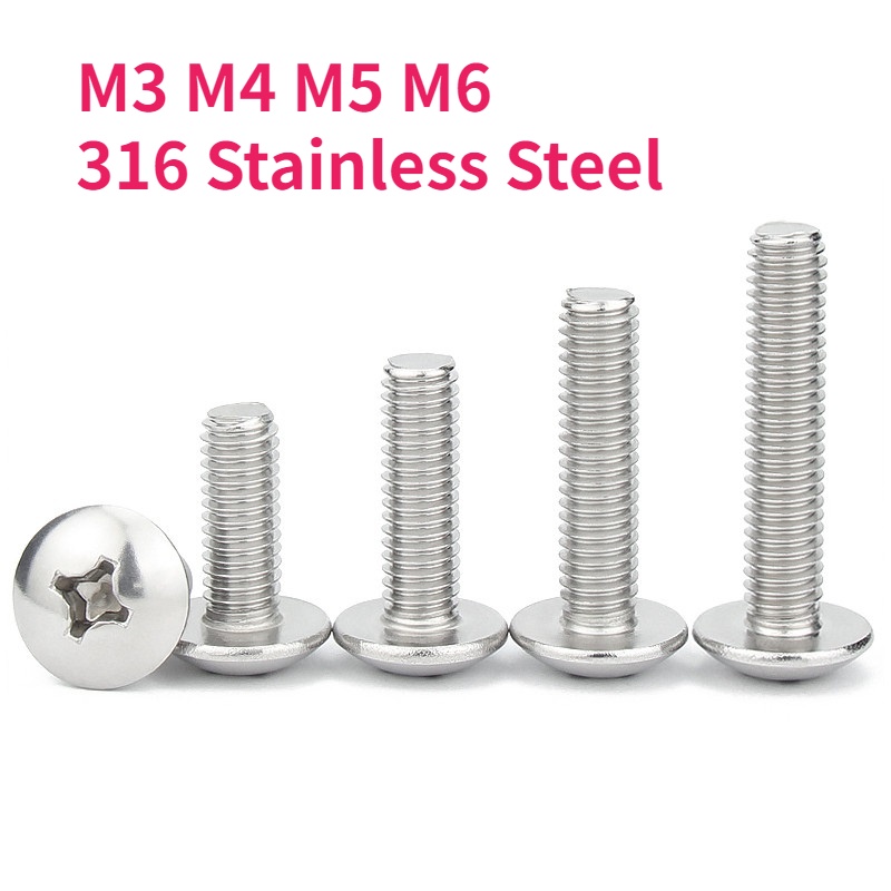 M3 M4 M5 M6 316 Stainless Steel Large Flat Round Head Phillips Screw Bolt | Shopee Singapore