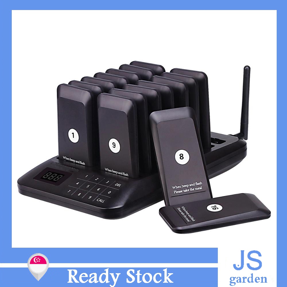 Restaurant Pager Calling System With 16 Pager Receivers For Clinic Food ...