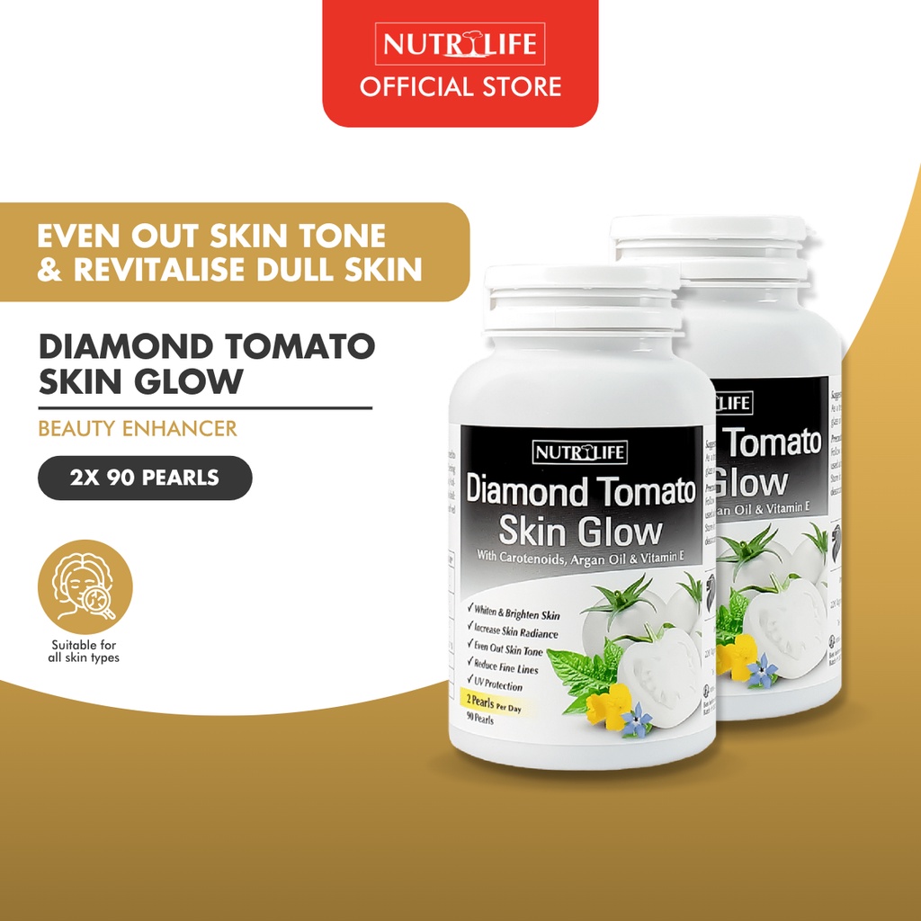 NutriLife Diamond Tomato Skin Glow (90 pearls) [Bundle of 2] | Shopee ...