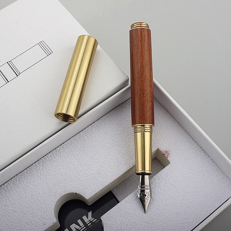 Brass Solid Wood Vintage Short Fountain Pen Ultra-Fine Office Student ...