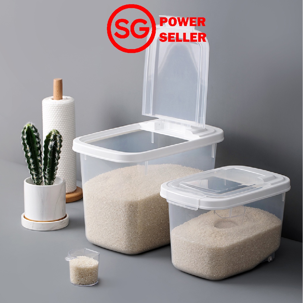 Rice Bucket, Rice Container, 5kg, 10kg, Sliding 7.5kg, ChaHua | Shopee ...