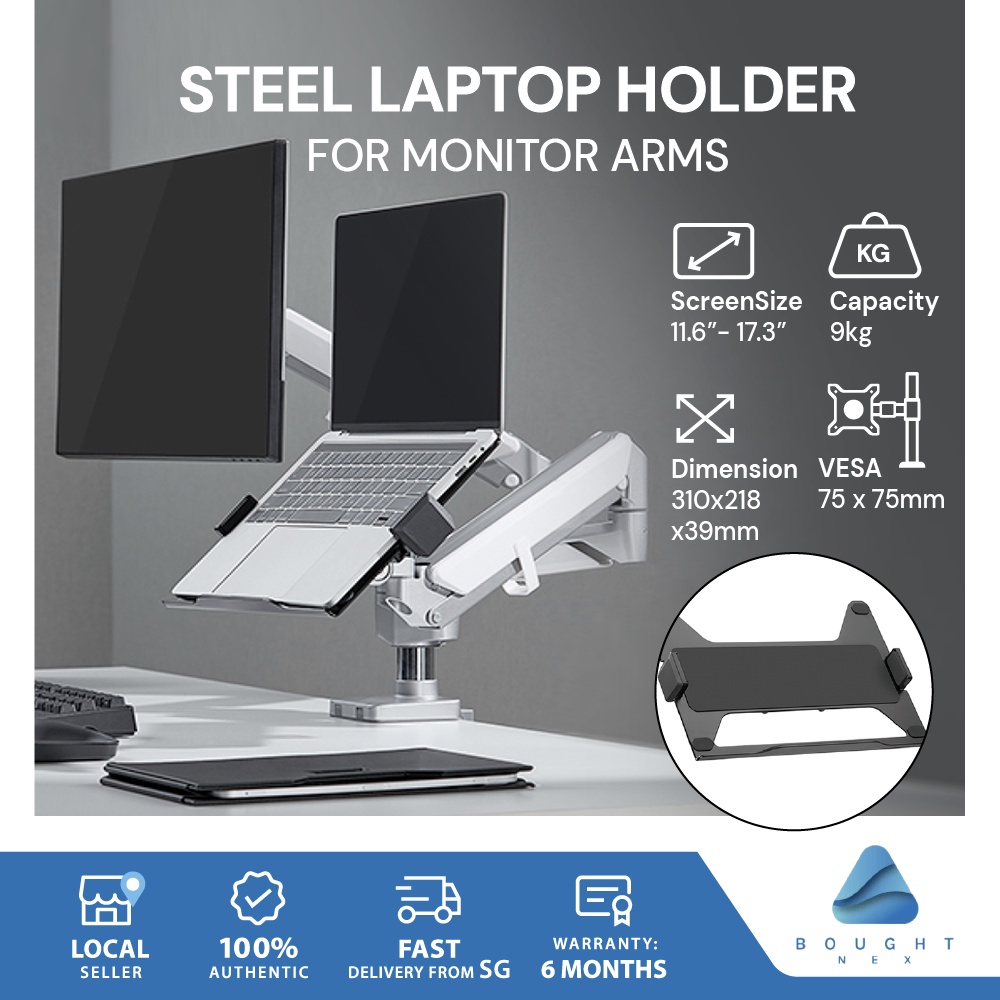 Brateck NBH-6E Aluminum Laptop Holder - Secure Tray for 11-17" Laptops ...