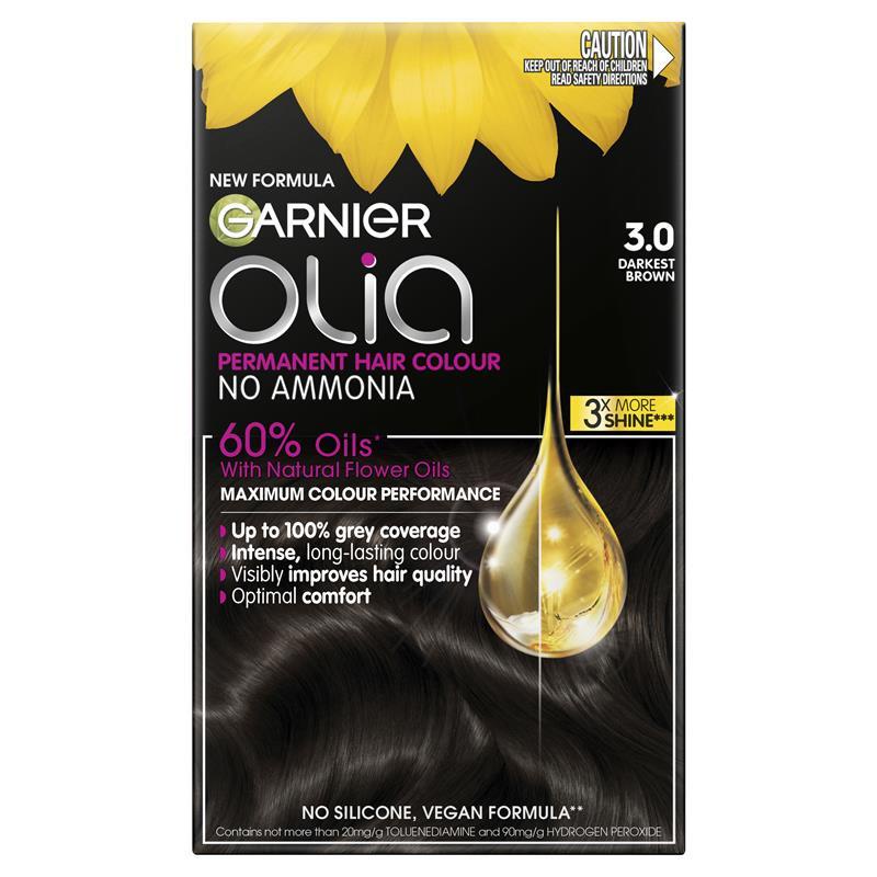 Garnier Olia 3.0 Soft Black/Darkest Brown Oil Powered No Ammonia ...