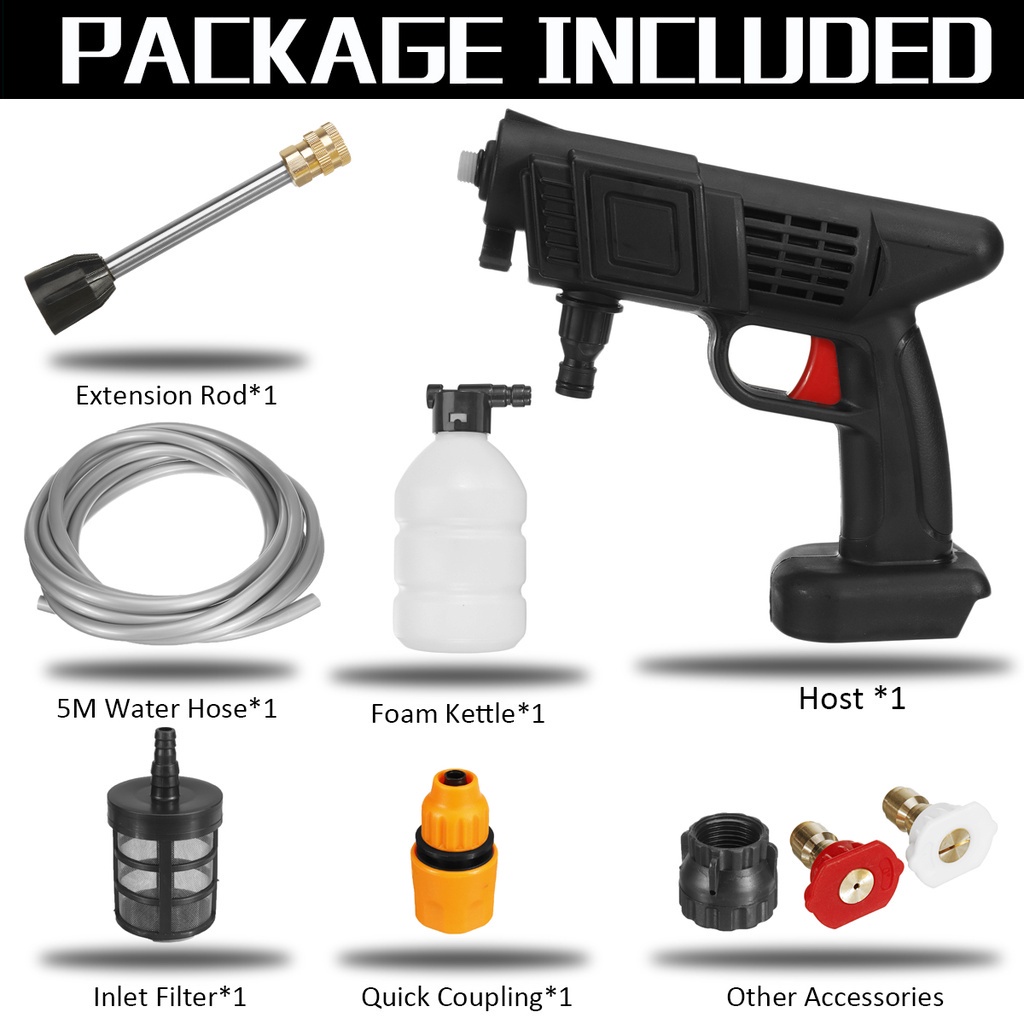 1500W Cordless High Pressure Car Washer Guns 60Bar Rechargeable ...