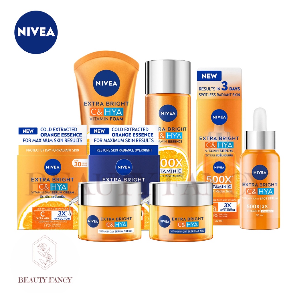 Nivea Extra Bright C&HYA Vitamin C Hyaluron Essence Water/Day Cream/Night Sleeping Gel/Deep ...
