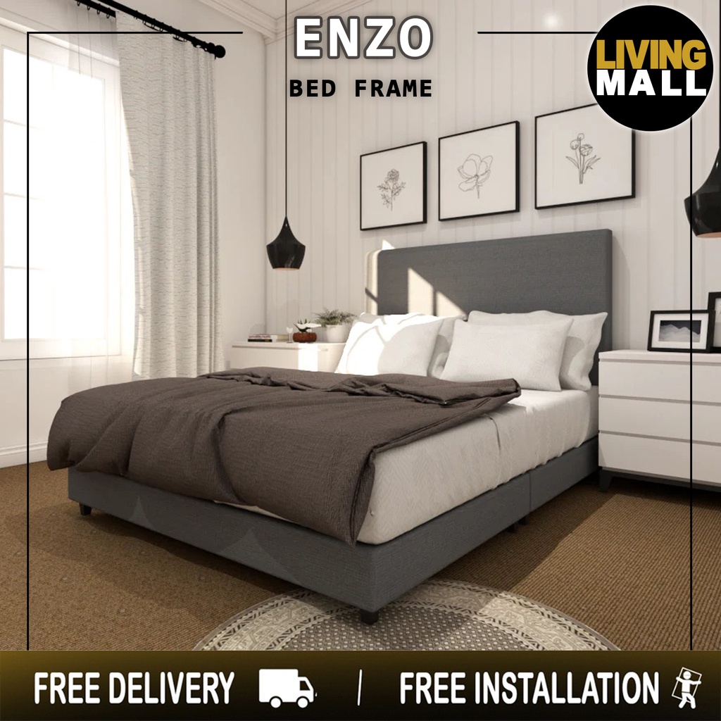 Living Mall Enzo Fabric Bed Frame in 3 Colours - All Sizes Available ...