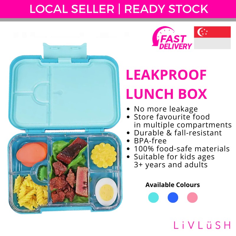 [SG NEXT DAY SHIP] 6 Compartment Leakproof Kid Friendly Bento Lunch Box ...
