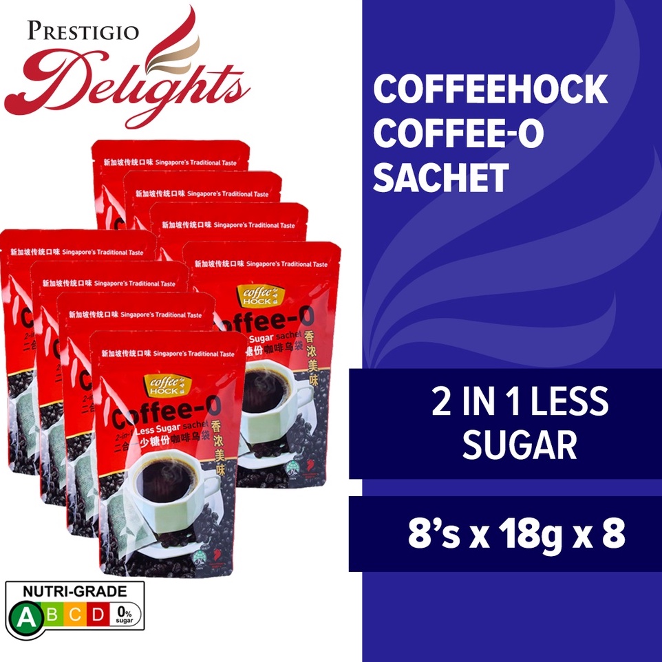 Coffeehock 2in1 Coffee-O Less sugar Sachet (Kopi-O) 8's x 10g Bundle of ...